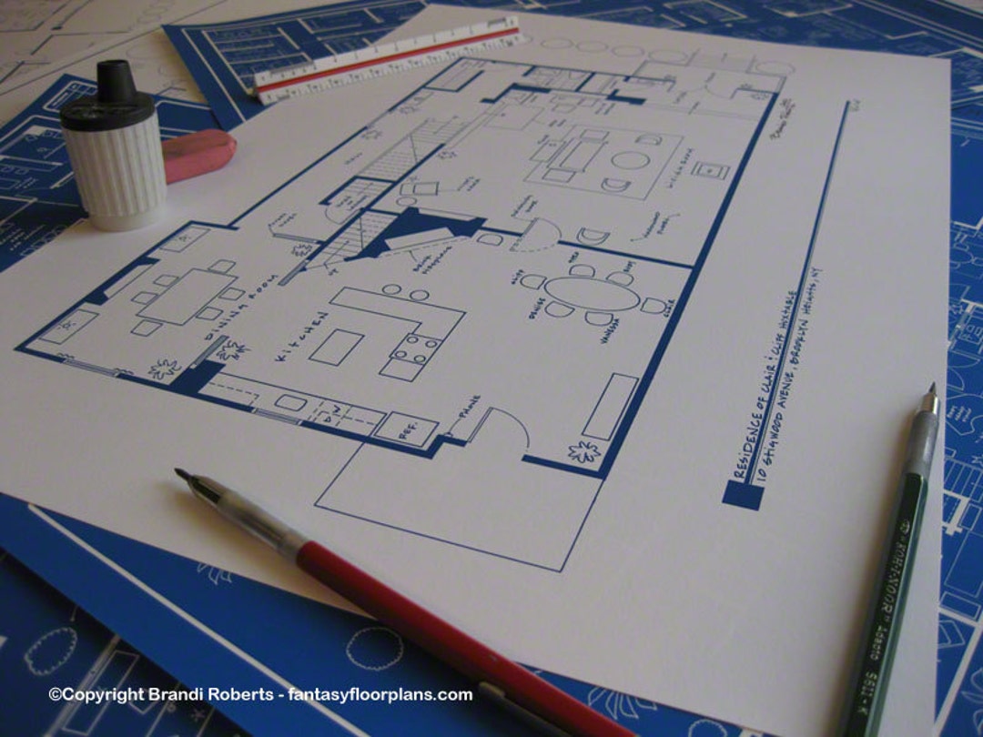 The Cosby Show Brownstone Apartment Floor Plan - Hand-drawn Blueprint ...