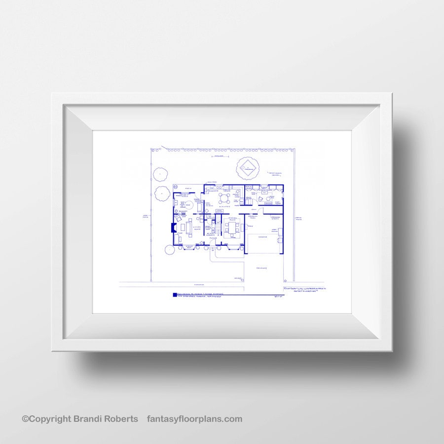 Simpsons House Floor Plan Blueprint Poster Art for Home of Marge and ...