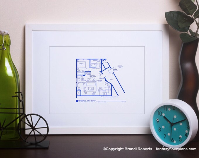 Seinfeld Apartment Layout - TV Show Floor Plan - Blueprint Poster Art ...