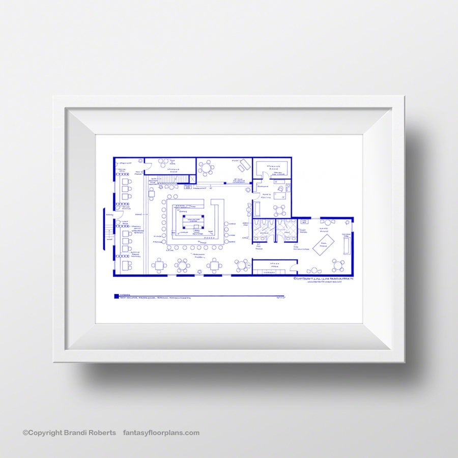 Cheers Pub TV Show Floor Plan - Blueprint Poster - Fictional Hand-drawn ...
