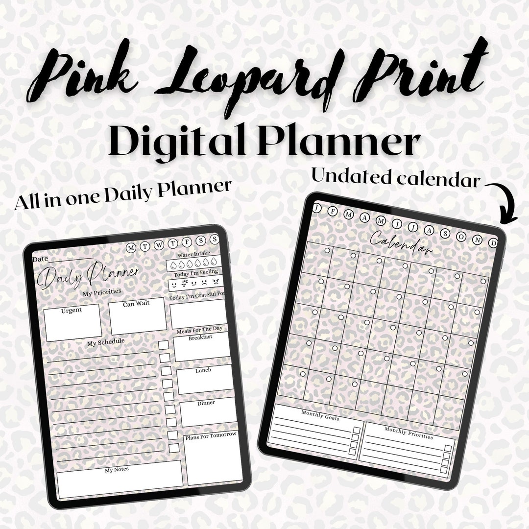 Pink Leopard Print Digital Planner, Undated, Goodnotes Planner, iPad ...