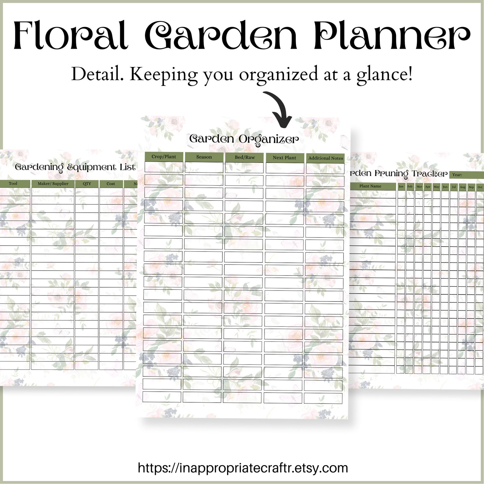 Undated Floral Garden Planner Digital Printable PDF PNG Goodnotes - Etsy