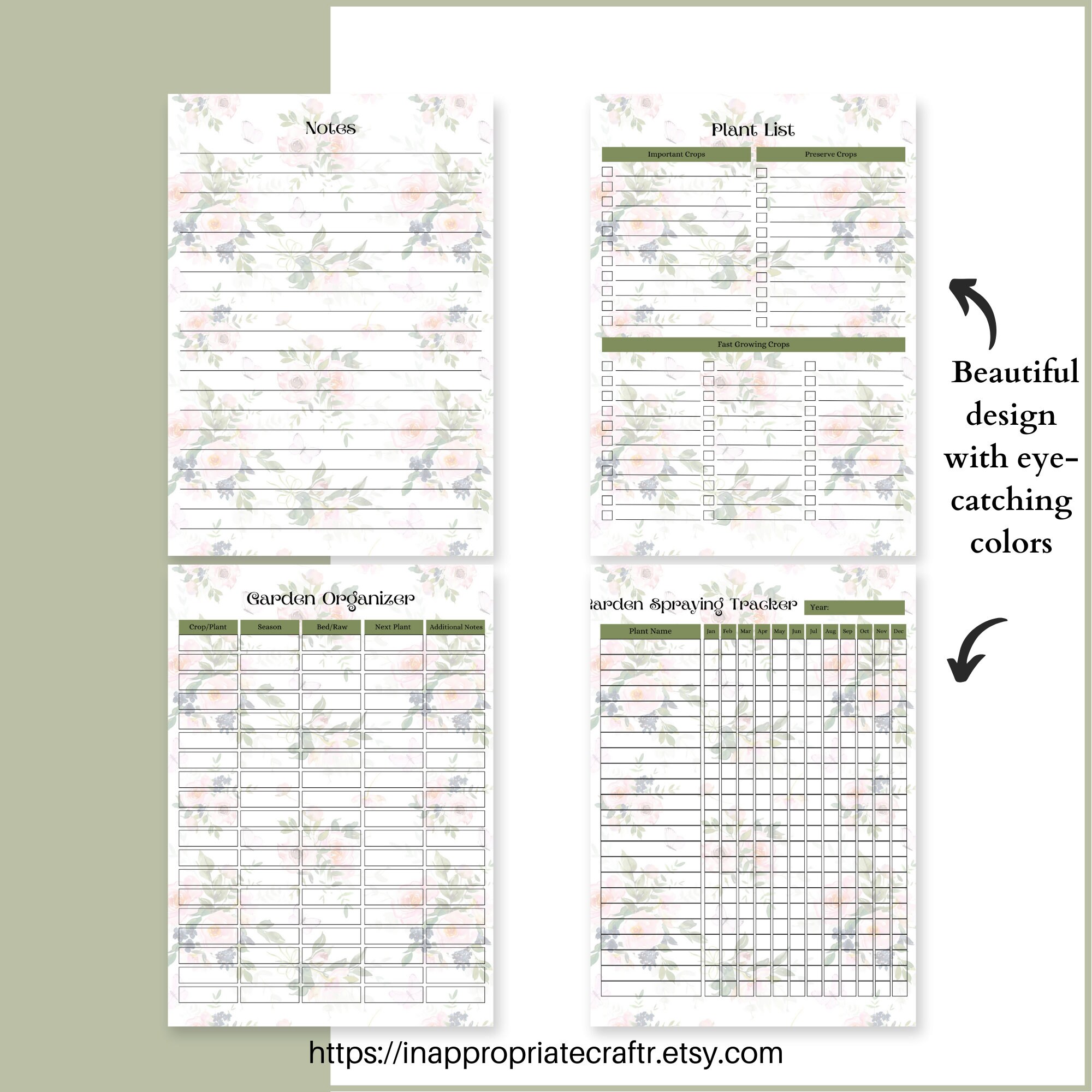 Undated Floral Garden Planner Digital Printable PDF PNG Goodnotes - Etsy