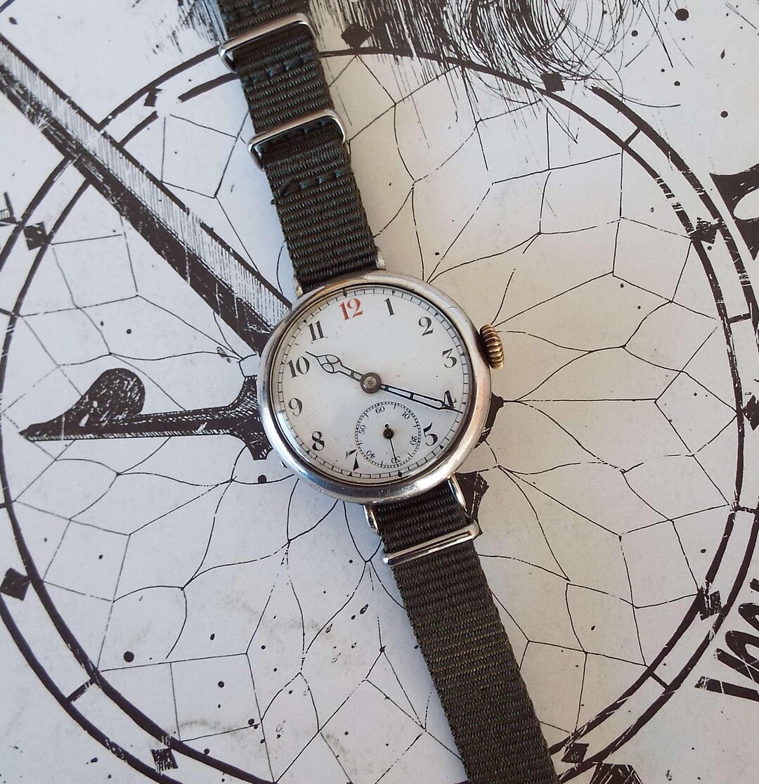 Antique WW1 Sterling Silver Trench Watch Circa 1916 With Wire Lugs ...