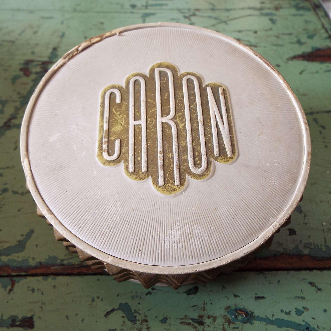 Vintage French Powder Box Caron Powder 1940's Powder Box Vanity Storage ...