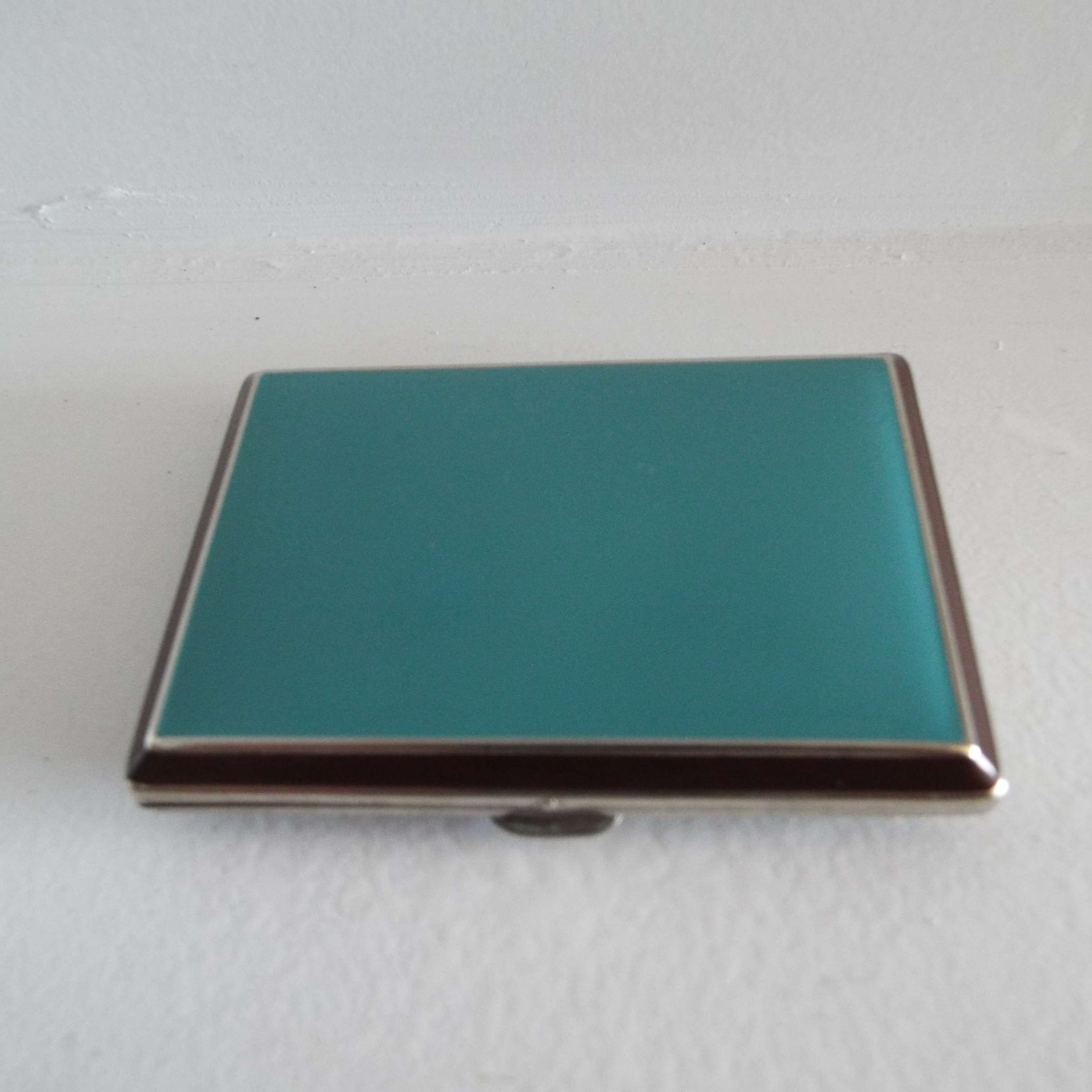 Rare Vintage 1920's 1930's Fillkwik Powder Compact Chrome & Enamel Blue ...