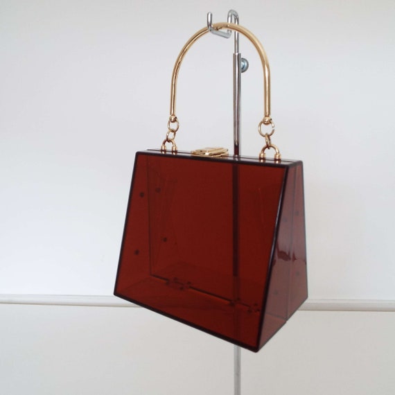 Vintage Amber Lucite Handbag Purse Evening Cocktail Bag Box - Etsy