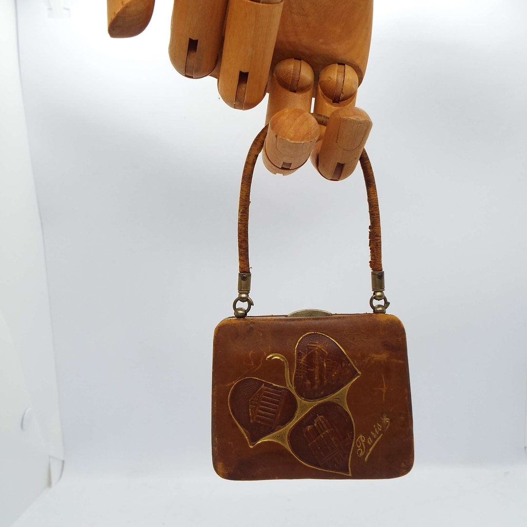 Vintage Leather Small Size Purse Handbag for Young Child or Doll Coin ...