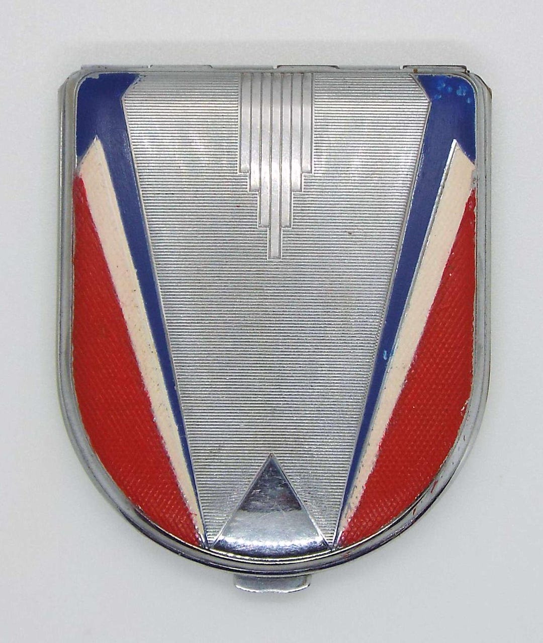 RESERVED Vintage Art Deco Powder Compact Vanity Storage Red White ...