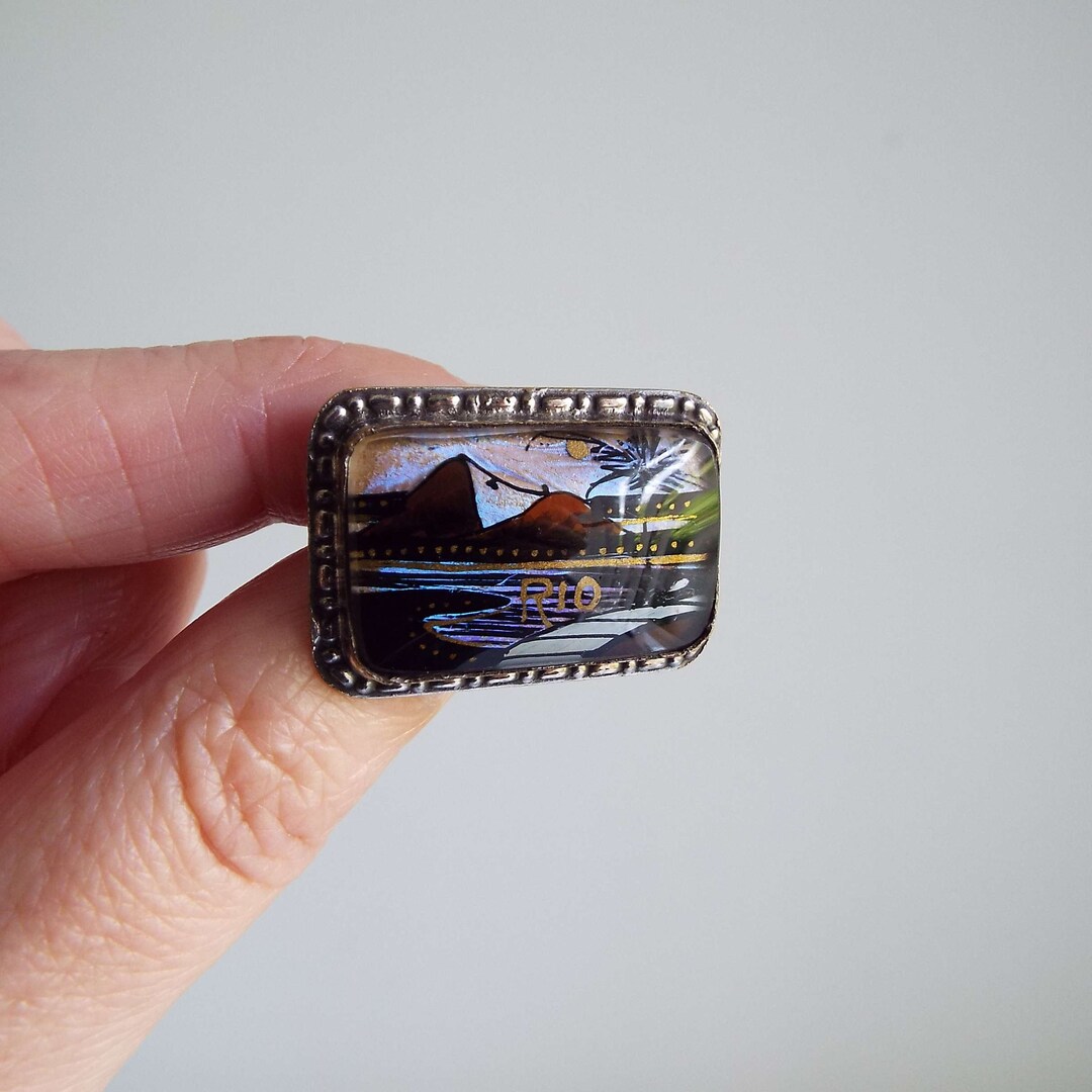 Vintage Alfano Brazil Morpho Butterfly Wing Brooch Pin Rio Brooch ...