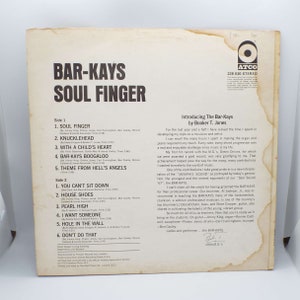 Bar-kays Soul Finger LP UK Vintage Vinyl Record 1967 UK Pressing 1960's ...