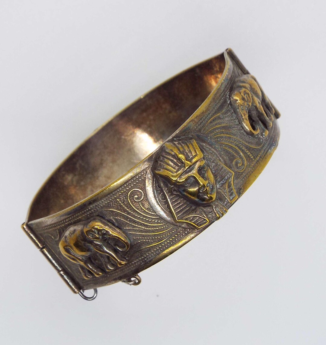 Vintage 1920's Egyptian Revival Bracelet Hinged Bangle Cleopatra ...
