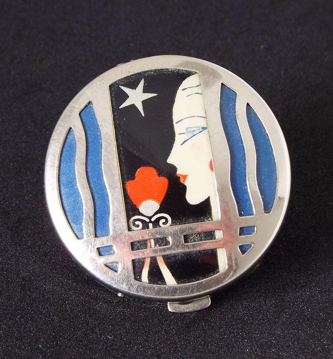 Rare Vintage 1920's Karess Woodworth Powder Compact Woman Profile ...