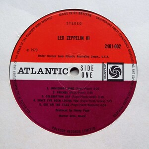 Led Zeppelin - Led Zeppelin III Vinyl Record LP UK Pressing A5/B5 Hard ...