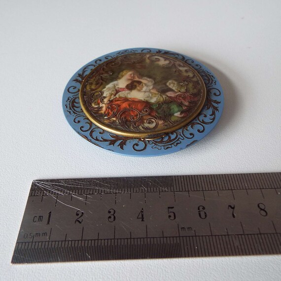 Vintage Art Deco Bakelite Powder Compact Blue Bakelit… - Gem