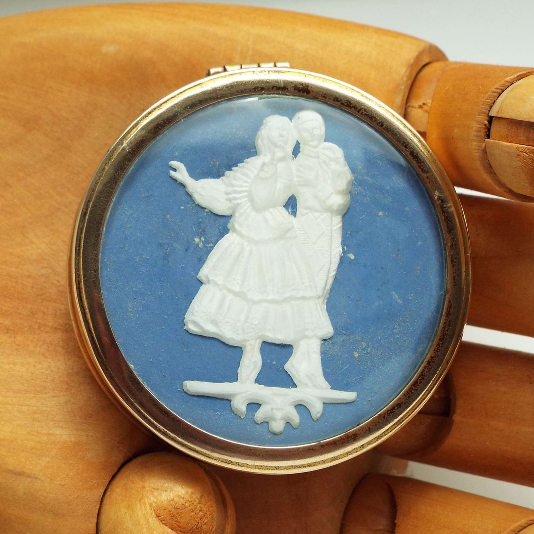 Vintage Crystal Powdrette Dubarry Powder Compact Harlequin & Columbine ...