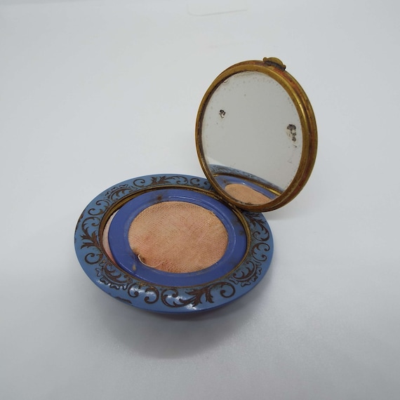 Vintage Art Deco Bakelite Powder Compact Blue Bakelit… - Gem