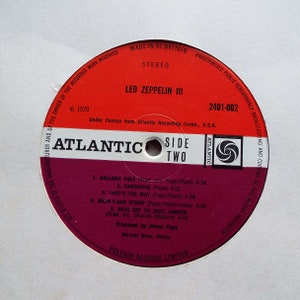 Led Zeppelin - Led Zeppelin III Vinyl Record LP UK Pressing A5/B5 Hard ...