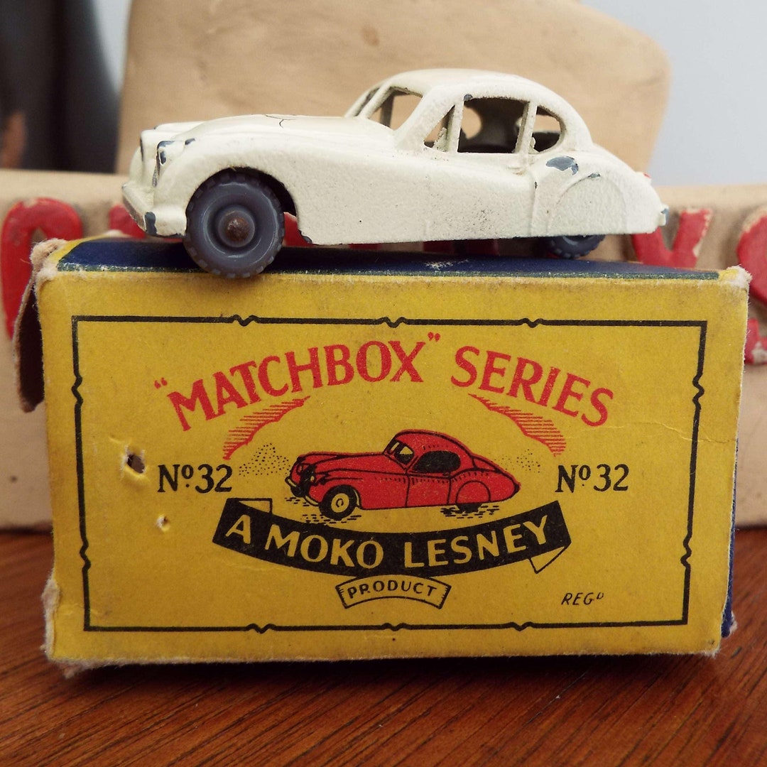 Vintage Matchbox 32a Jaguar XK140 Car & Box A Moko Lesney Push Pull Toy ...