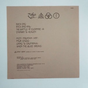 Vintage Led Zeppelin Untitled Vinyl Record LP Album UK Pressing Rock ...