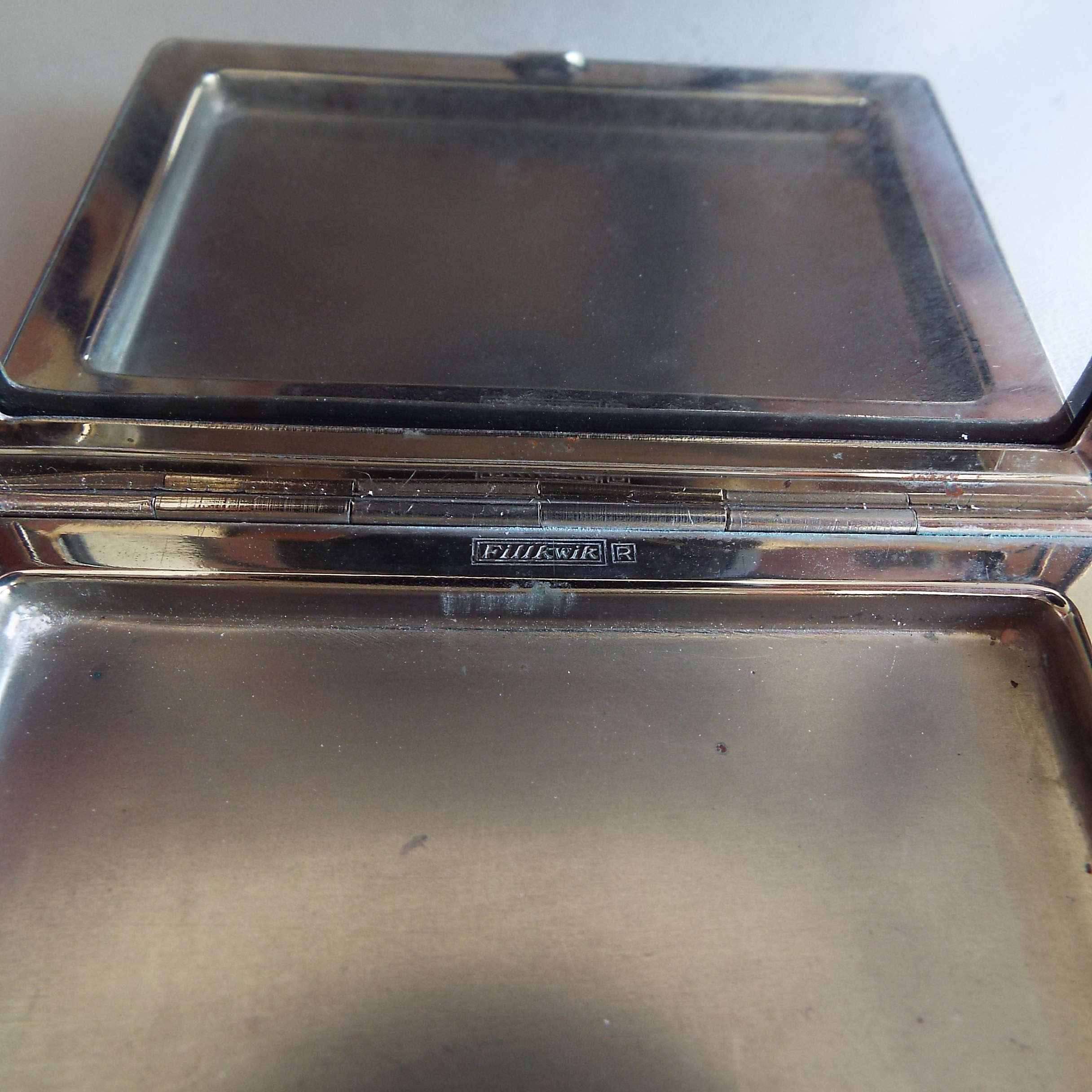 Rare Vintage 1920's 1930's Fillkwik Powder Compact Chrome & Enamel Blue ...