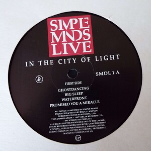 Vintage Vinyl Record 1987 Simple Minds Live in the City LP Double Album ...