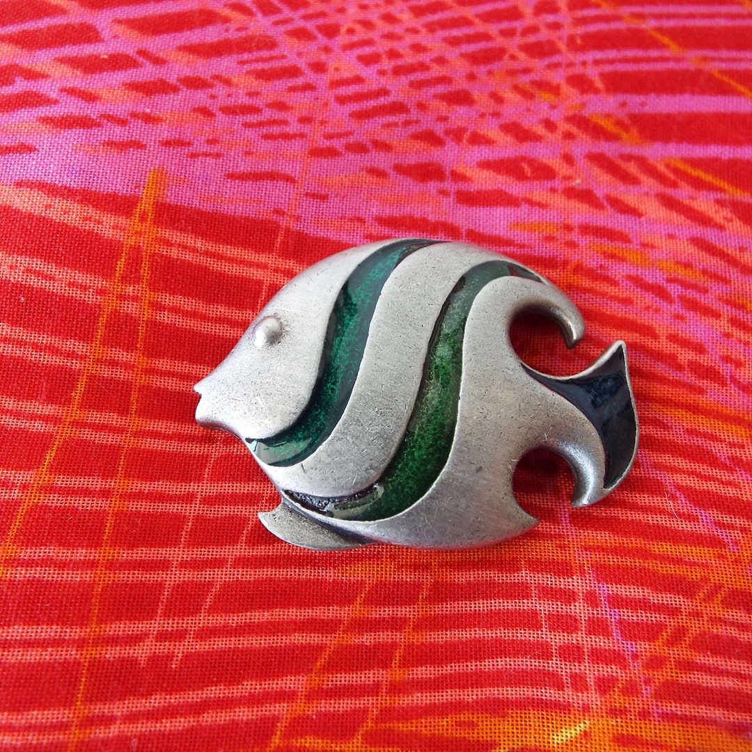Vintage 1960's Fish Brooch Pin Signed L Razza (luca Razza) Pewter ...