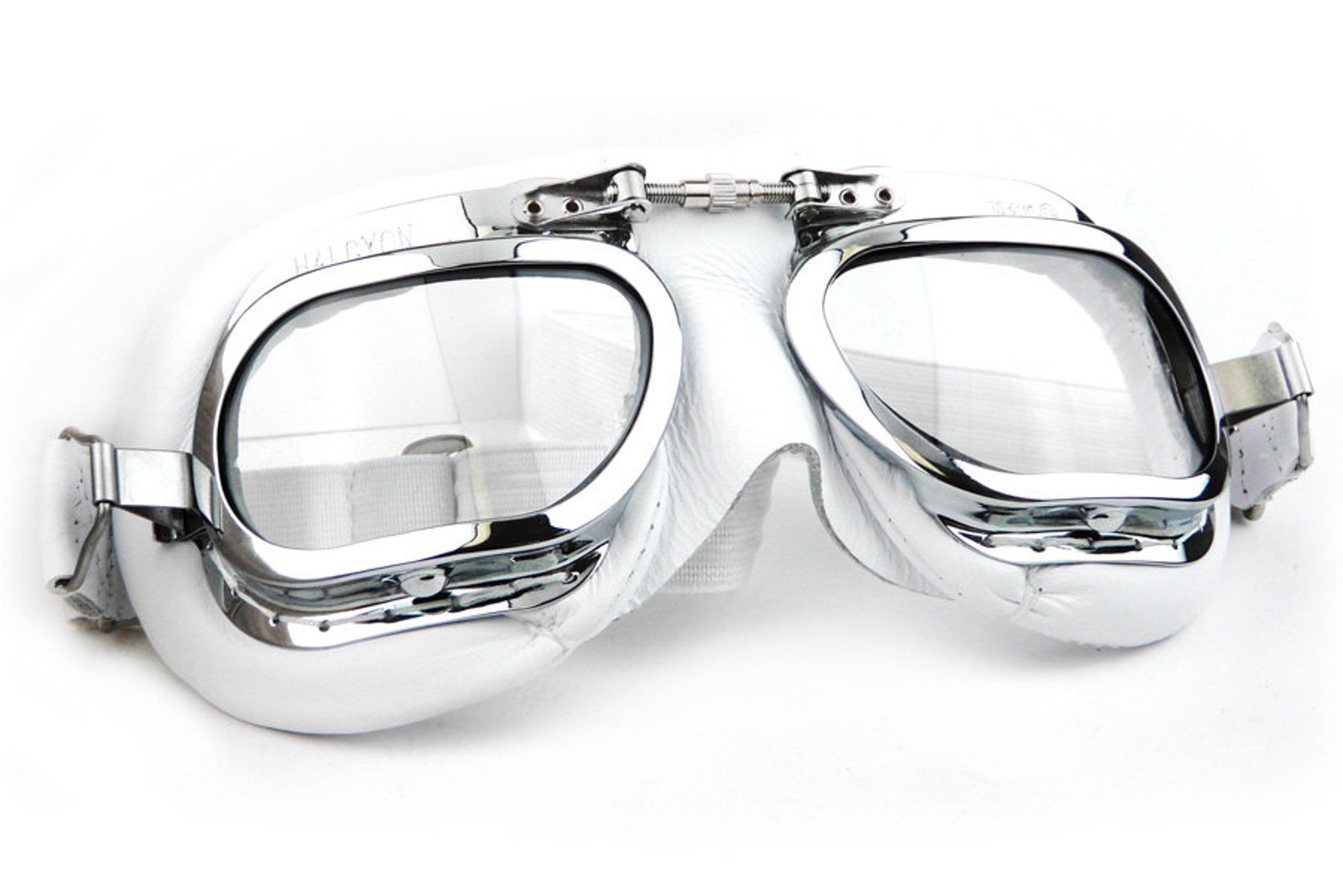 Mark 410 Motorcycle Goggles, White Leather Face-mask Padding Hand ...