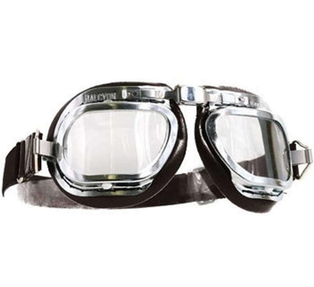 Mark 46 Motorcycle Goggles - Brown Leather Facemask With Chrome Plated ...