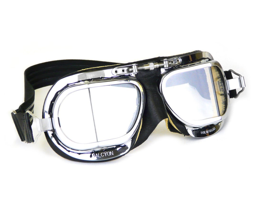 Halcyon Mark 49 Compact Motorcycle Goggles, Black Leather With Chamois ...
