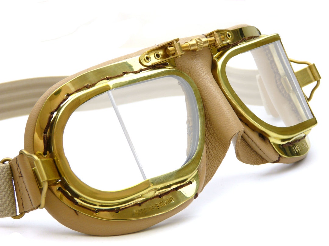 Compact Brass Goggles Antique Tan Leather - Etsy