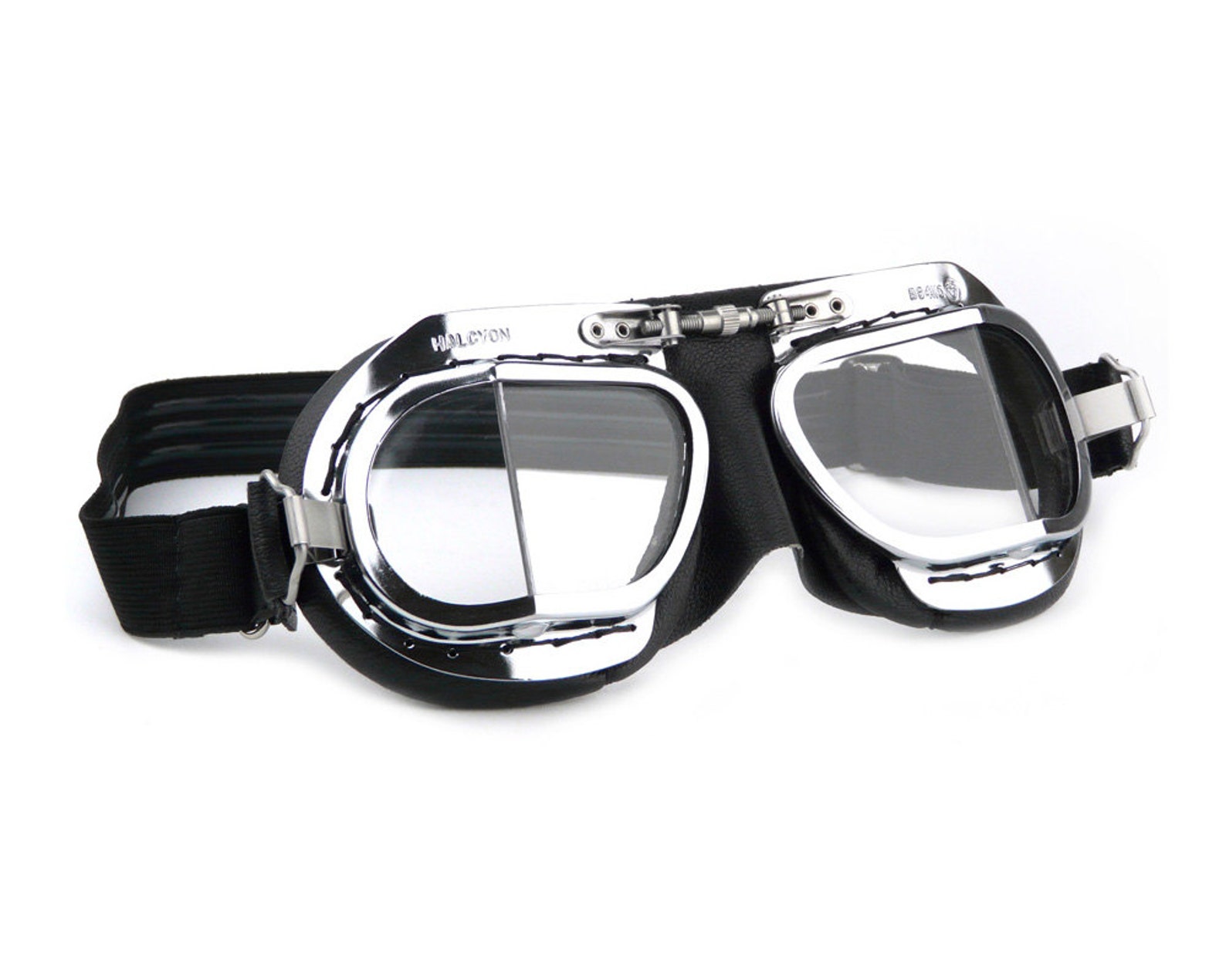 Halcyon Mark 9 Classic Goggles / Black PVC Leather Facemask / Hand ...