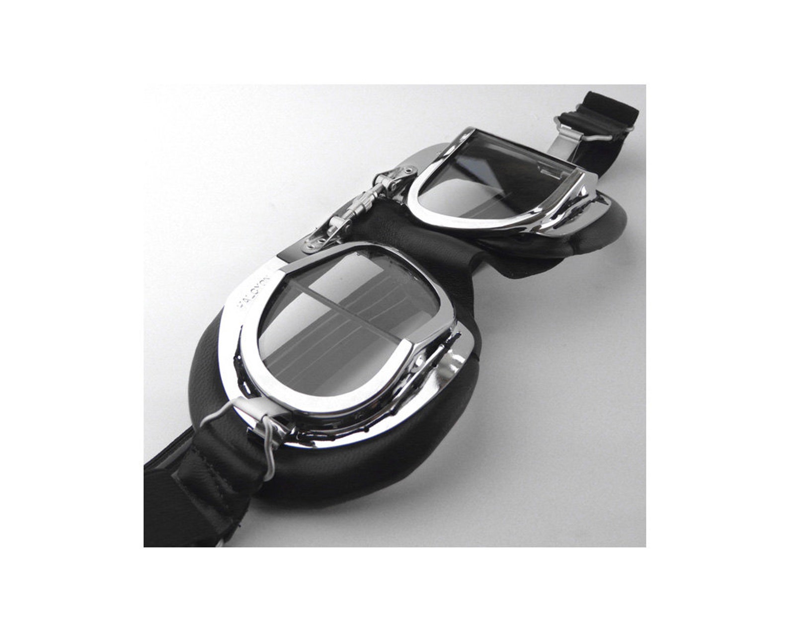 Halcyon Mark 49 Classic Goggles, Black Leather Facemask, Hand-stitched ...