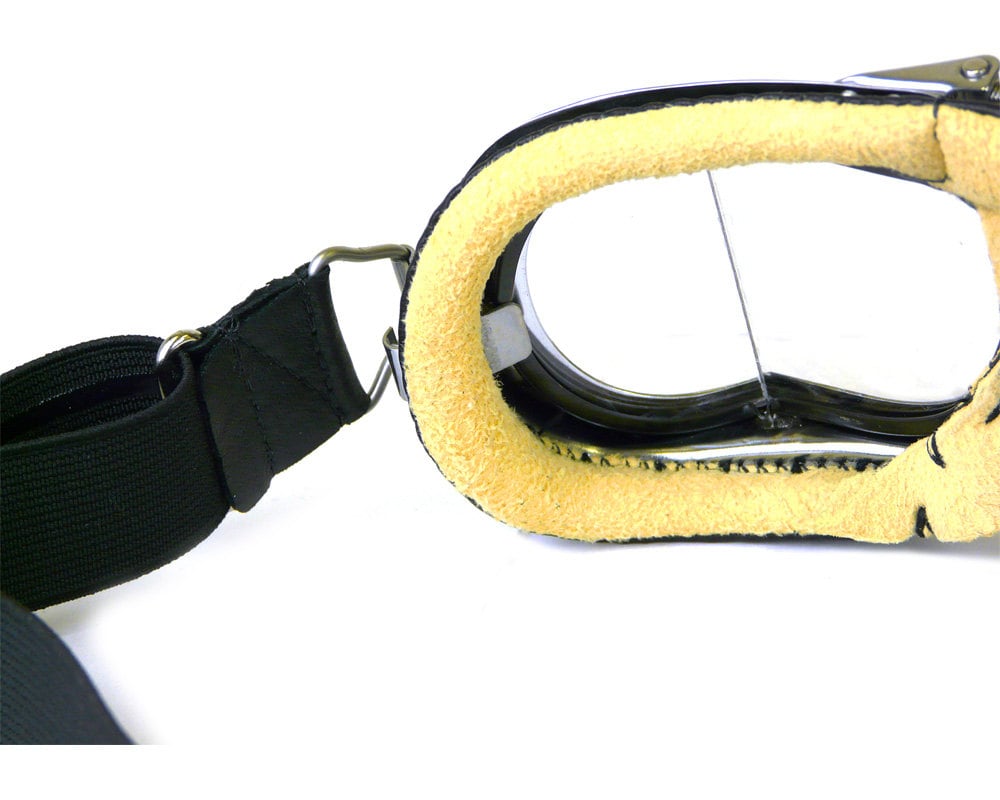 Halcyon Mark 49 Compact Motorcycle Goggles, Black Leather With Chamois ...