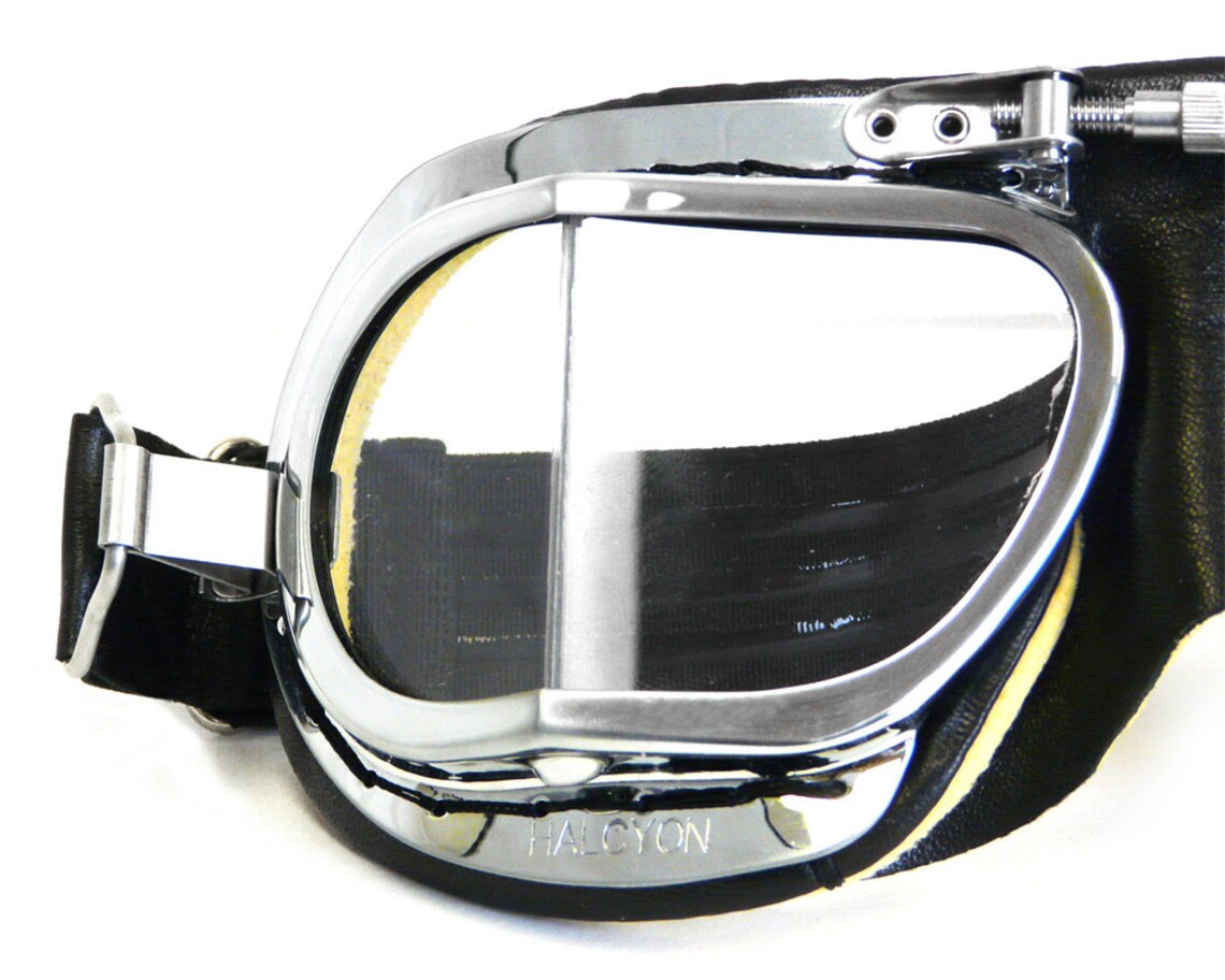 Halcyon Mark 49 Compact Motorcycle Goggles / Black Leather With Chamois ...