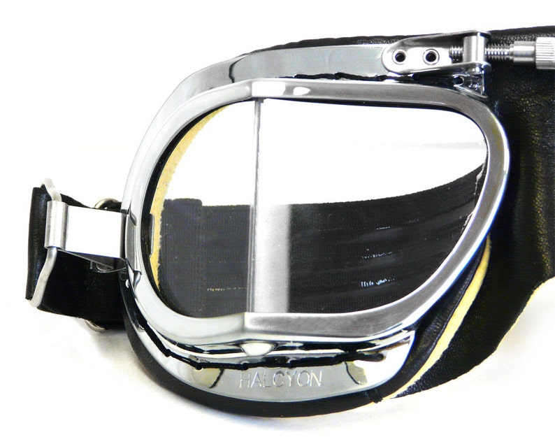 Halcyon Mark 49 Compact Motorcycle Goggles, Black Leather With Chamois ...