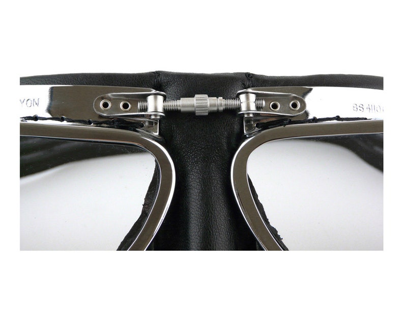 Halcyon Mark 9 Classic Goggles / Black PVC Leather Facemask / Hand-stitched Onto Chrome Plated ...