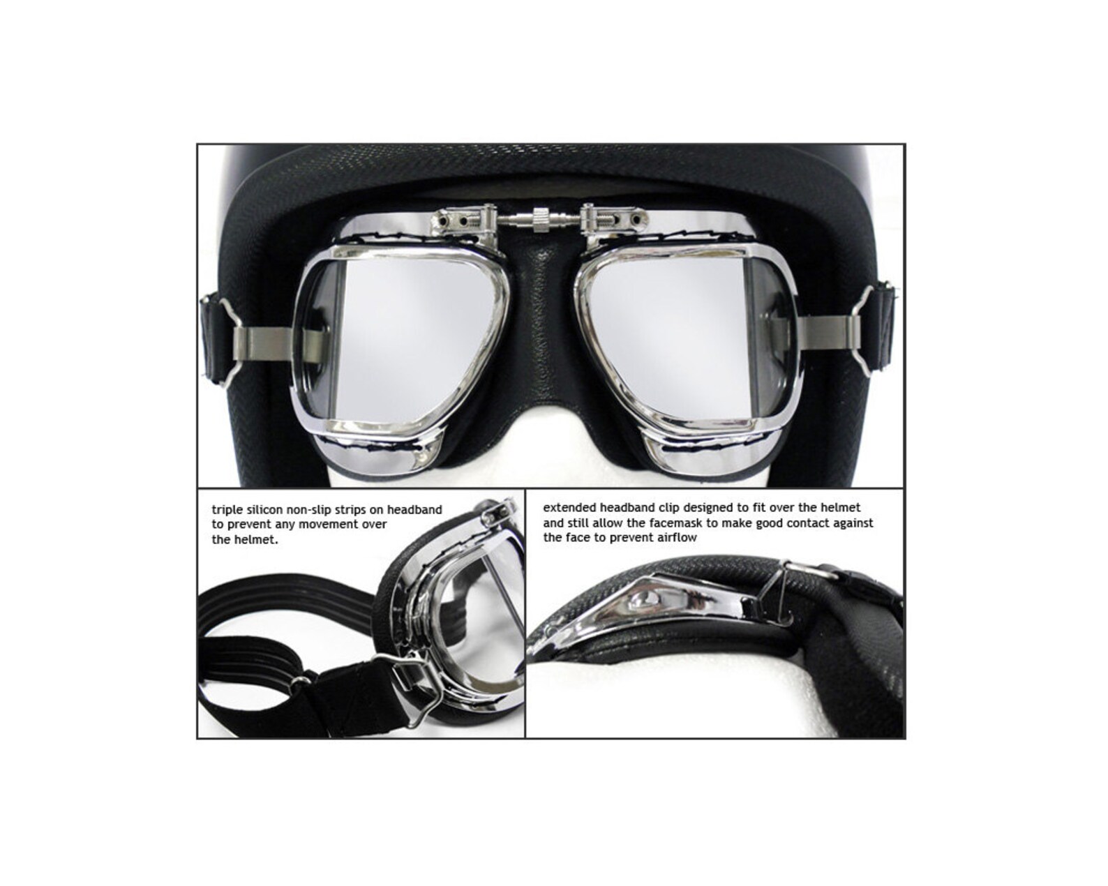 Halcyon Mark 49 Compact Motorcycle Goggles, Black Leather With Chamois ...