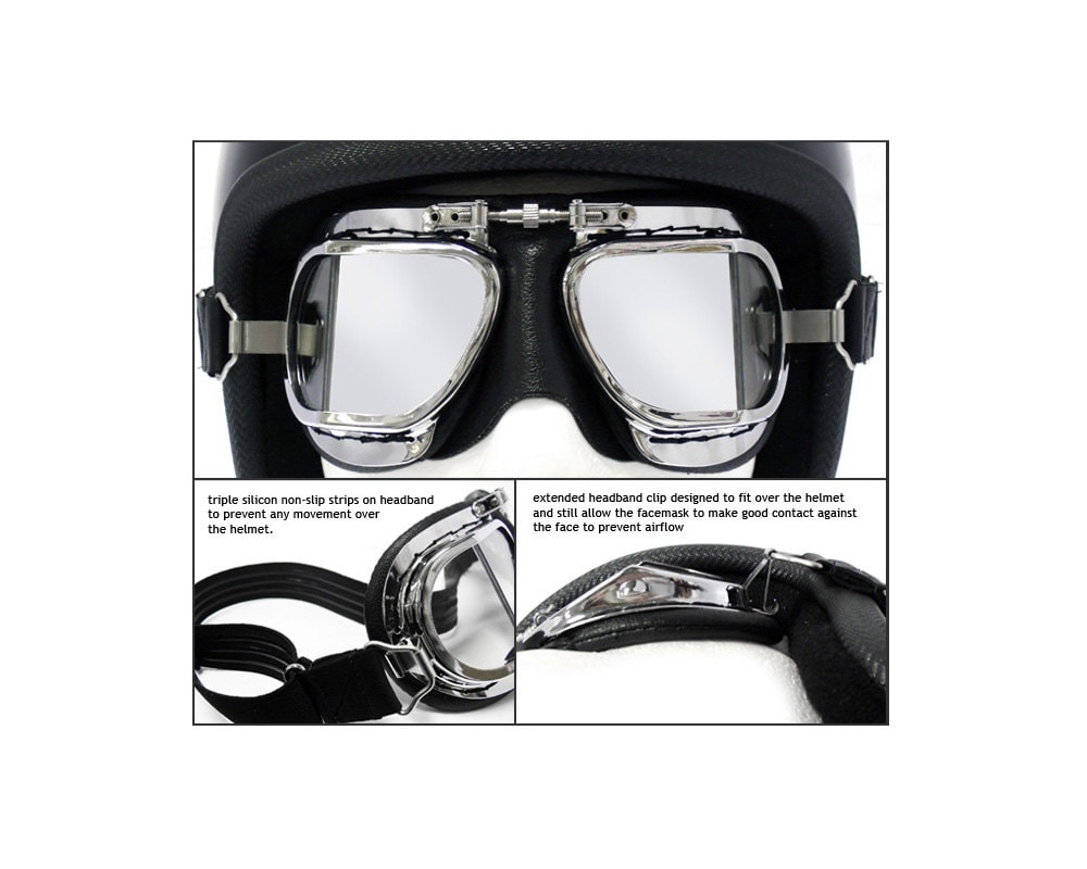 Halcyon Mark 49 Compact Motorcycle Goggles / Black Leather With Chamois ...