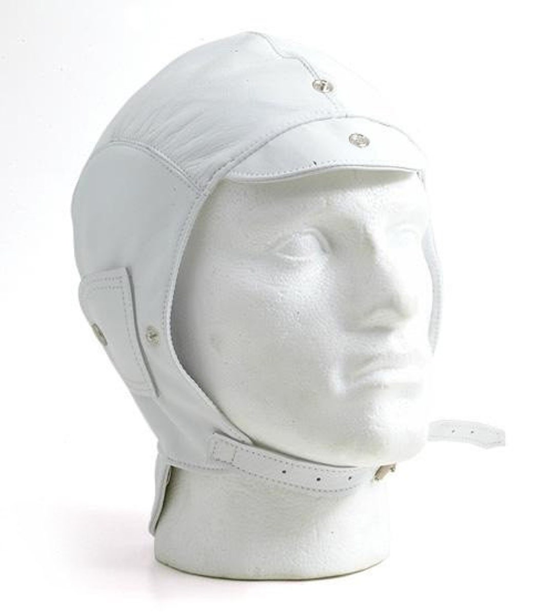 White Leather Helmet With Forehead & Neck Peak for Sun Protection, for ...