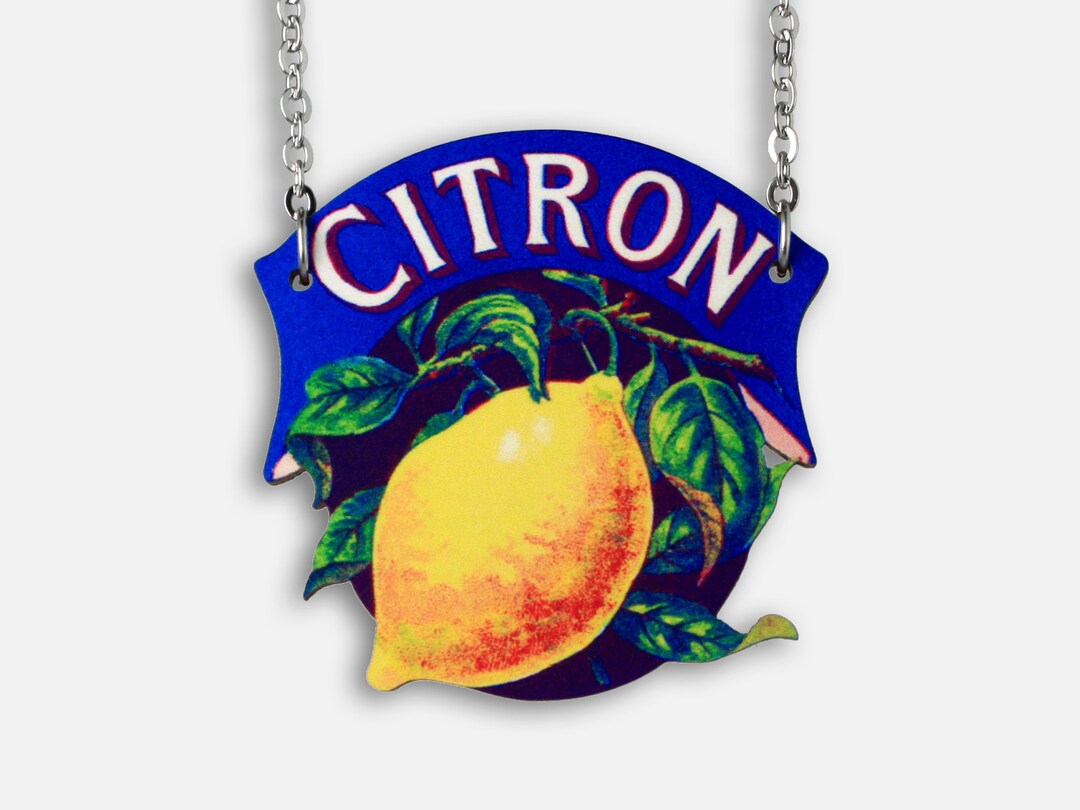 Statement Whimsical Wooden Necklace "citron" Strawberry Old Vintage ...