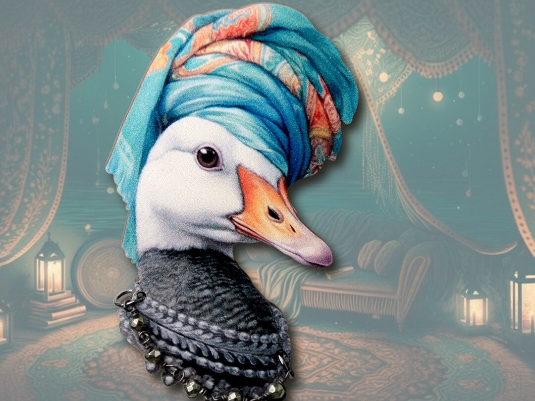 ARABIAN GOOSE NIGHTS ++ Whimsical Wooden Brooch Pin Boho Ethno Hipster ...
