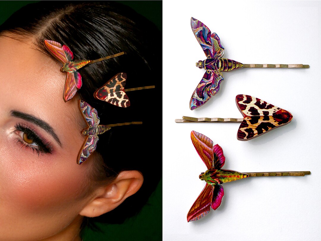 Large Whimsical Wooden Hair Needle Pin "the MOTH Pack" Large Vintage ...