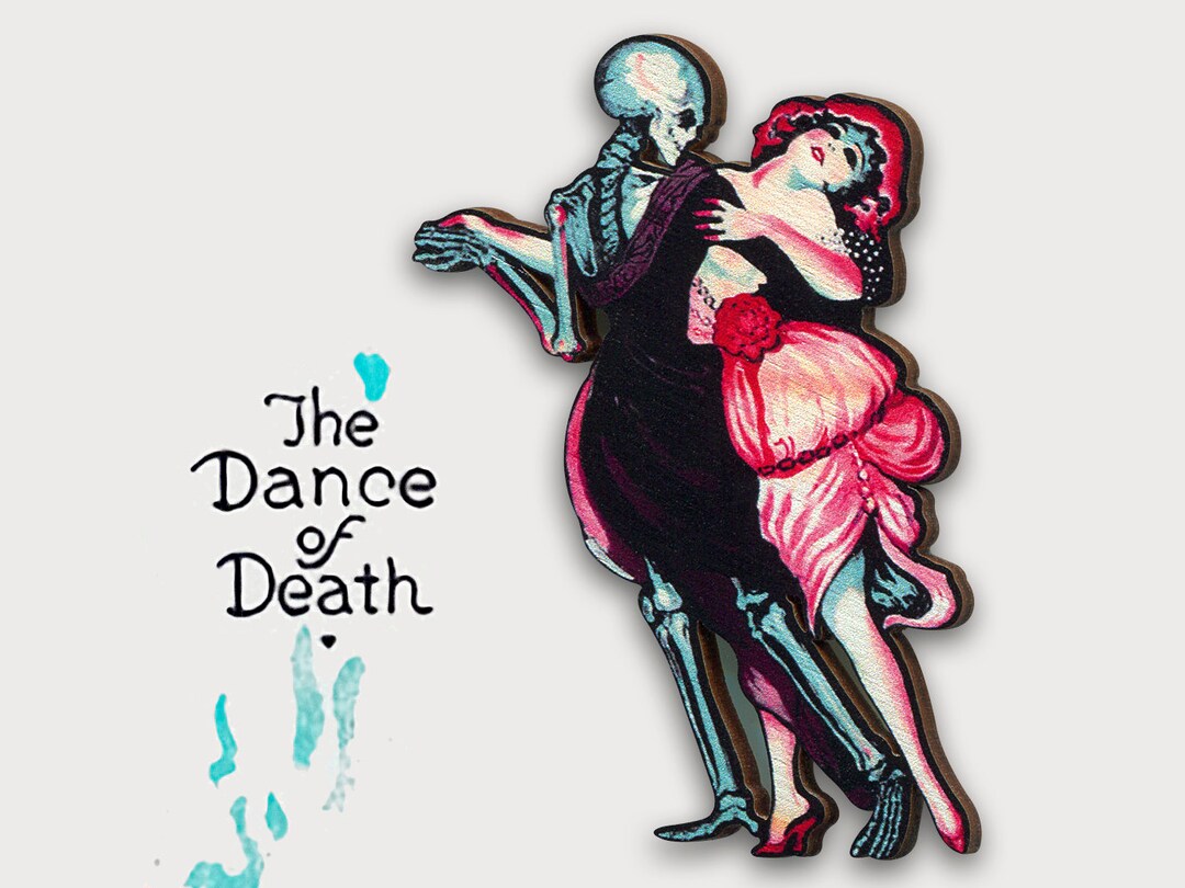 Wooden Brooch Pin "dance OF Death" Skeleton Dance Dancer Victorian Art ...