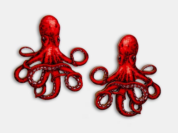 ARM IN ARM Ohrringe Ohrstecker vintage rot Krake Kraken - Etsy.de