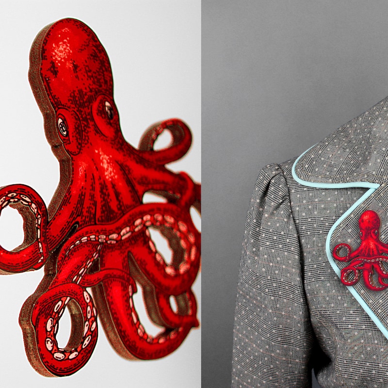 Octopus Brooch - Etsy