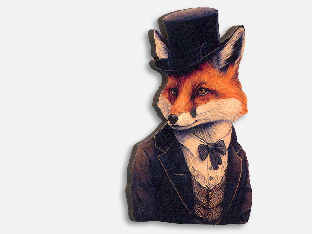 Whimsical Wooden Brooch Pin "red Butler" Gift Lasercut Jewelry Red Fox ...
