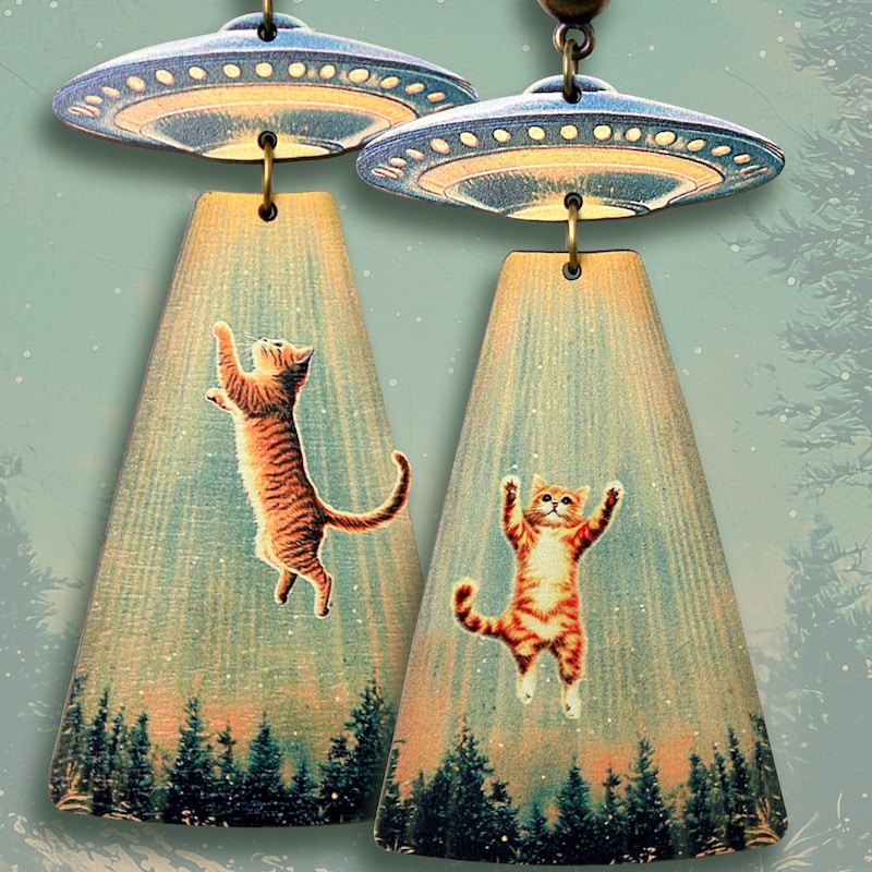 Cat Abduction Earrings - Etsy