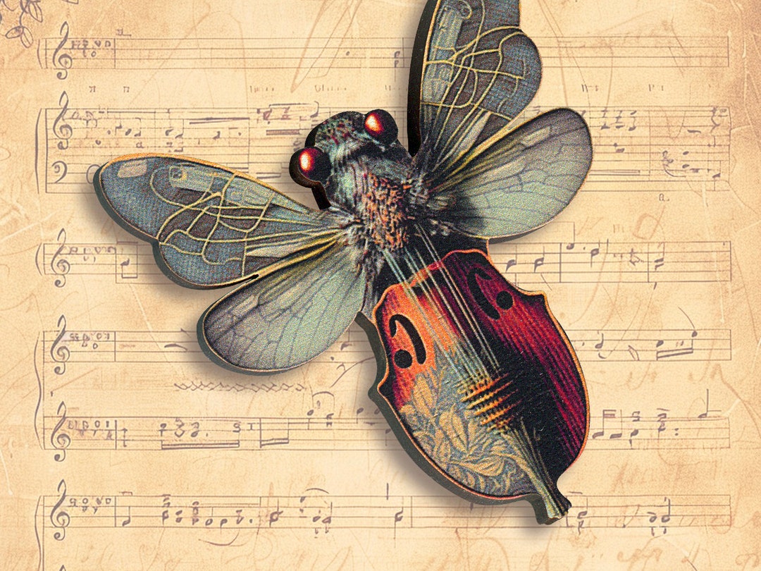 ONE HIT WONDER ++ Surreal Violin Insect Vintage Styled Collage Gift ...