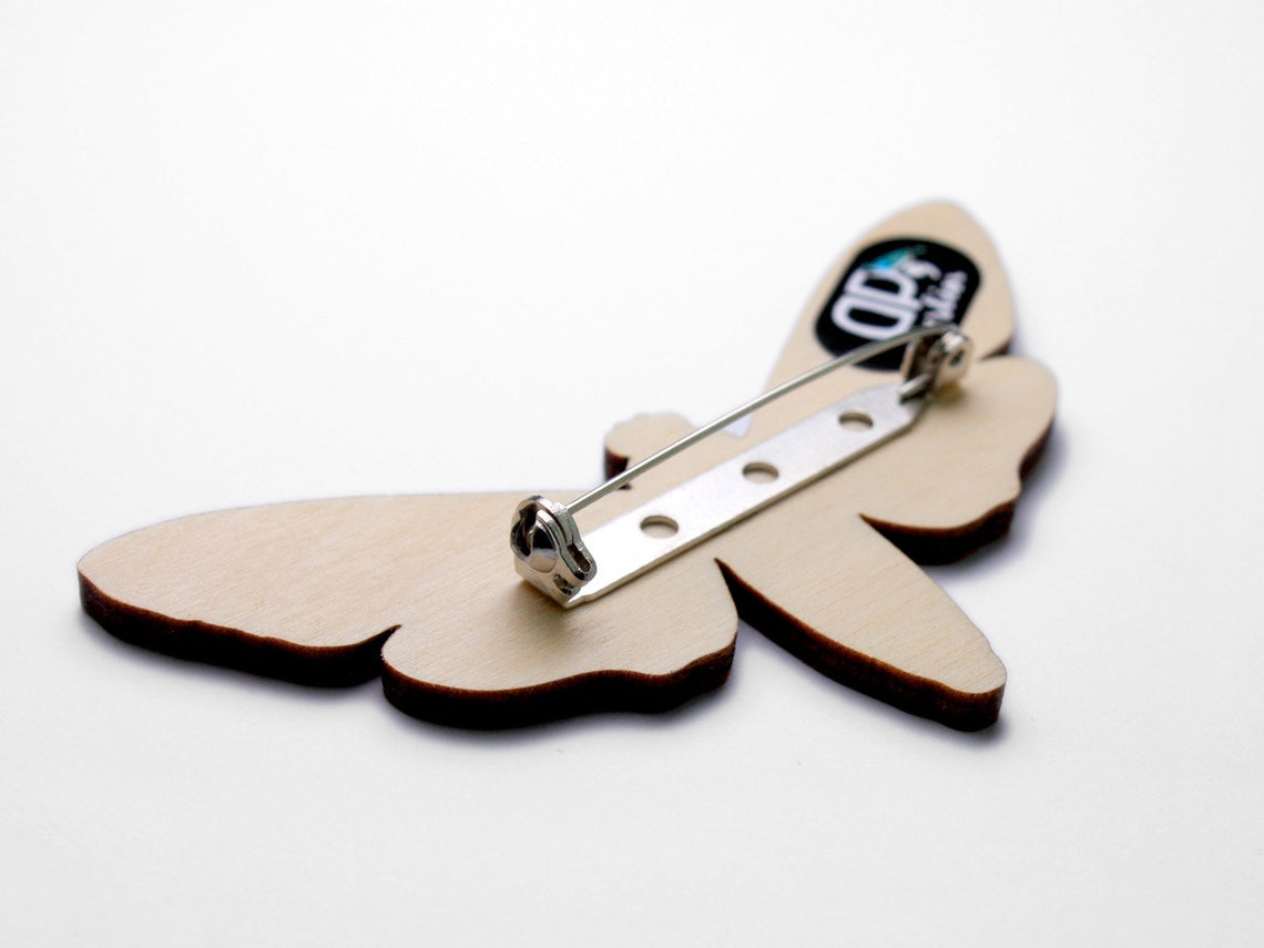 Large whimsical wooden brooch pin SKULL FLYING | Etsy